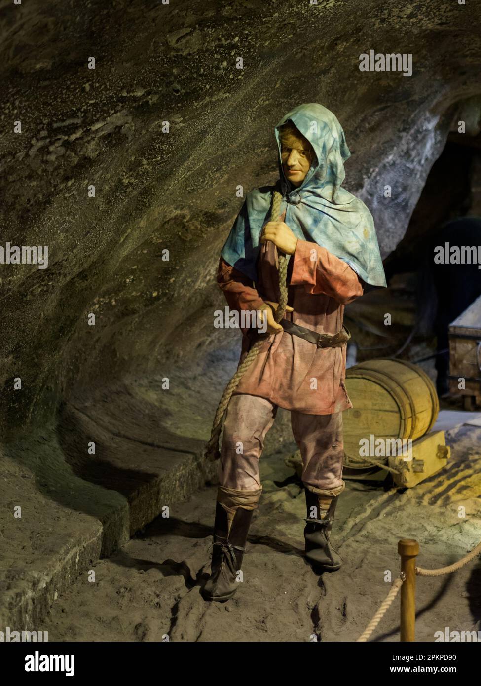 Wieliczka, Poland - June 2022: Interior of a salt mine. Characters ...