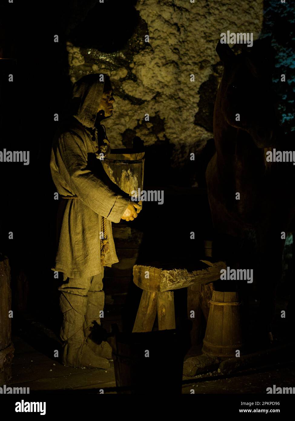 Wieliczka, Poland - June 2022: Interior of a salt mine. Characters ...