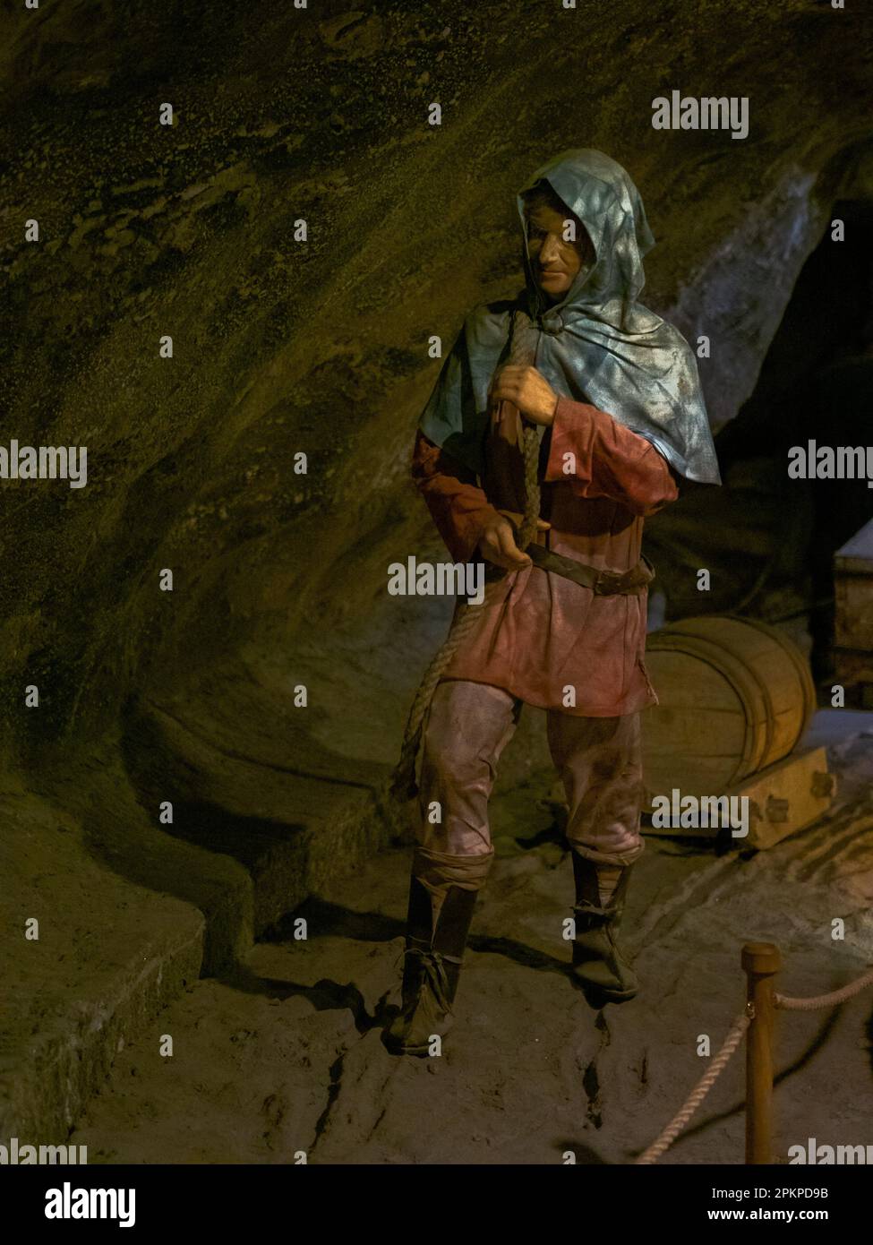 Wieliczka, Poland - June 2022: Interior of a salt mine. Characters ...