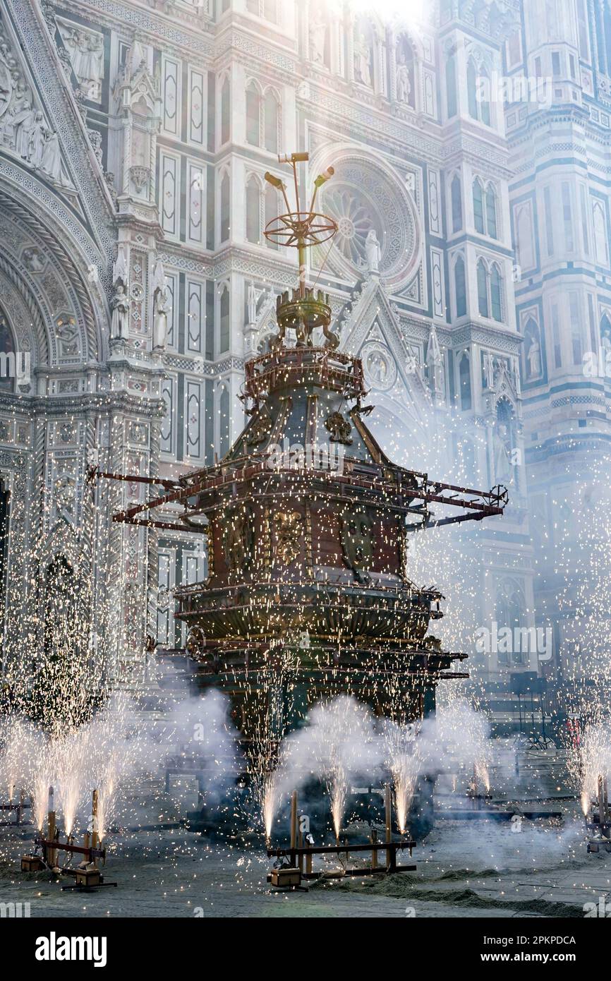 Florence, Italy. 09th Apr, 2023. Florence, Explosion of the Cart in ...