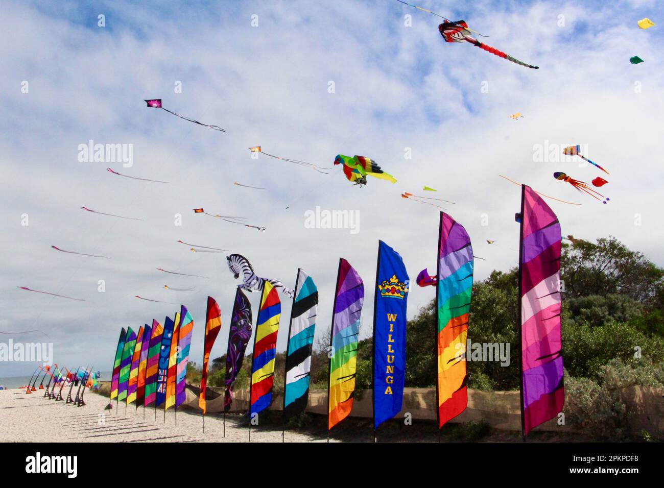 Adelaide, Australia. 9th Apr, 2023. Kites and balloons are pictured ...