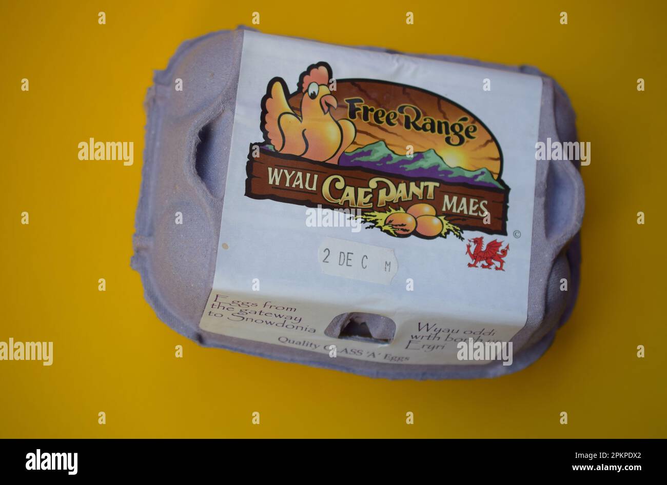 Large free range eggs in Welsh packaging with RSPCA on yellow ...