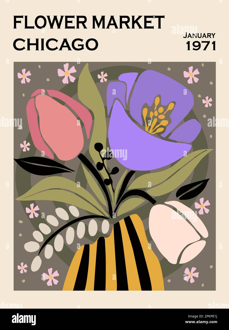 Flower Market Chicago poster vector print wall art Stock Vector Image ...