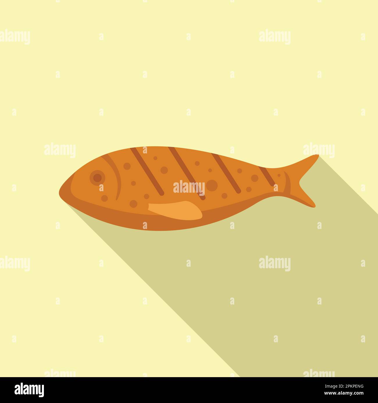 Grilled fish icon flat vector. Grill food. Summer dinner Stock Vector ...