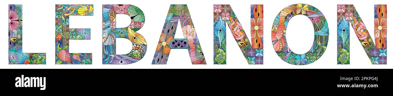 Vector word Lebanon. Hand-painted art design. Illustration for t -shirt ...