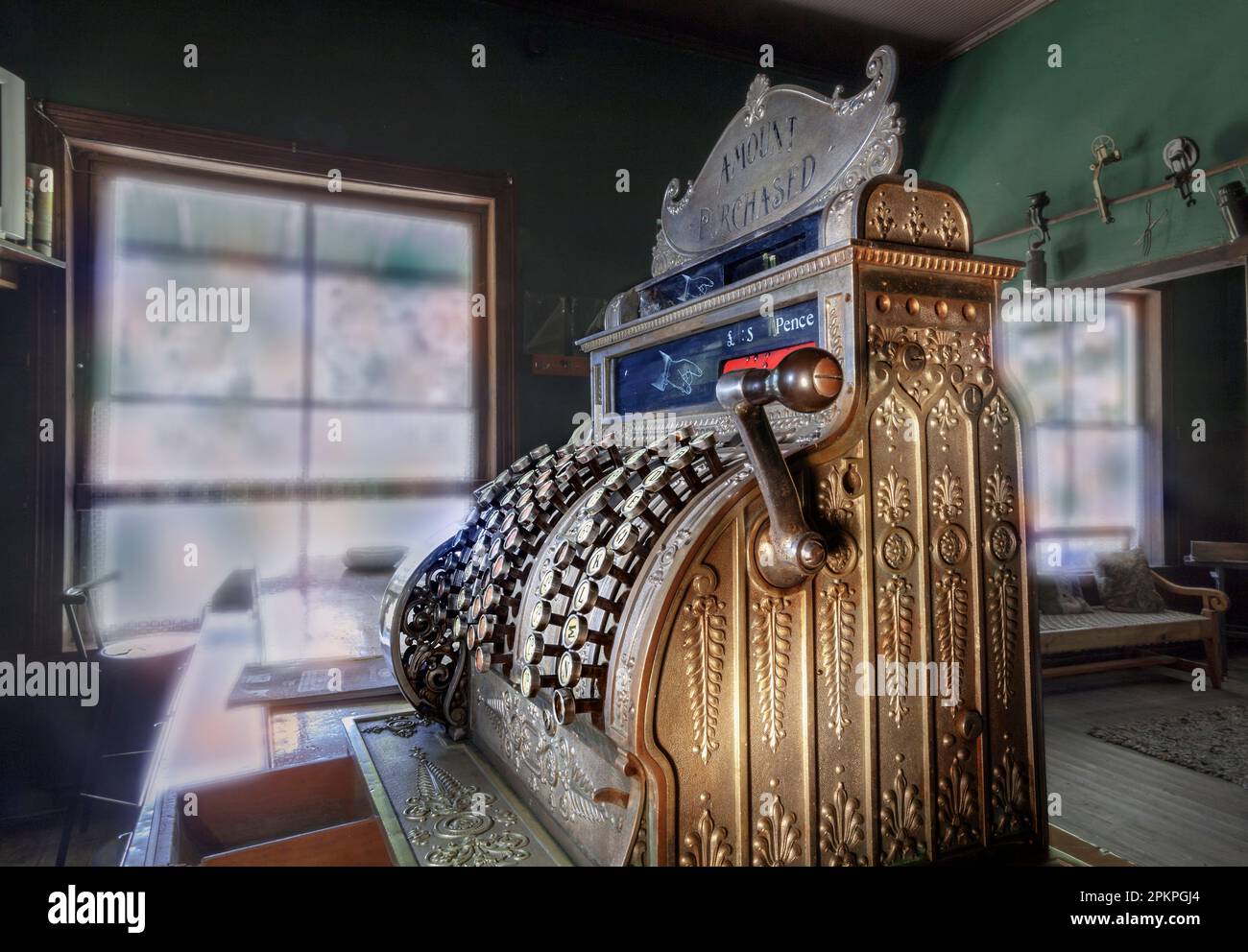 An old manual till stand in the bar of the Rhodes Hotel in the southern ...