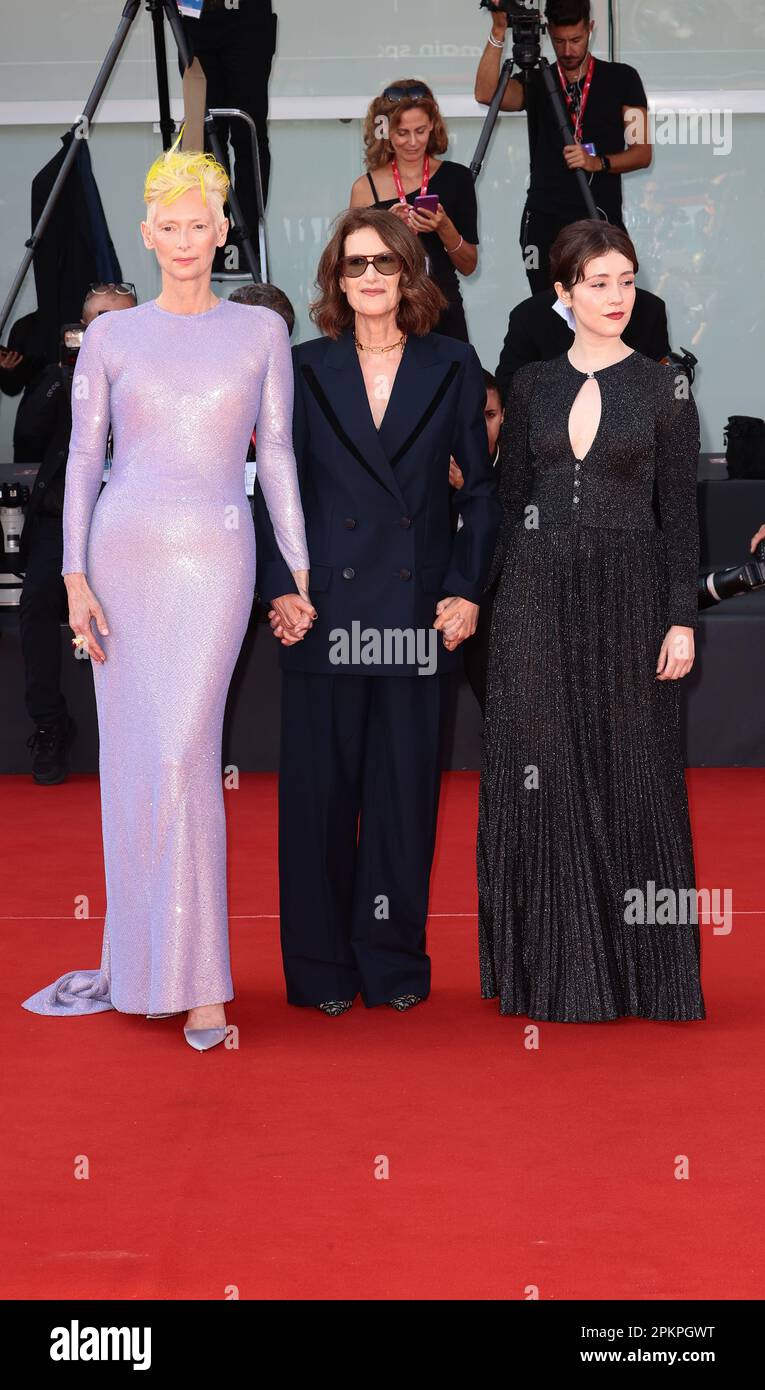 VENICE, ITALY - SEPTEMBER 06: Carly-Sophia Davies, Joanna Hogg and Tilda Swinton attends "The ...