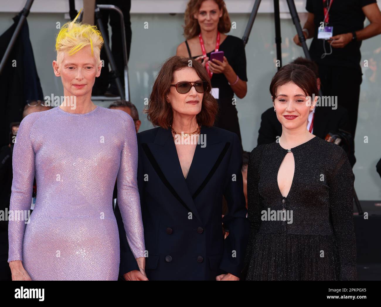 VENICE, ITALY - SEPTEMBER 06: Carly-Sophia Davies, Joanna Hogg and Tilda Swinton attends "The ...