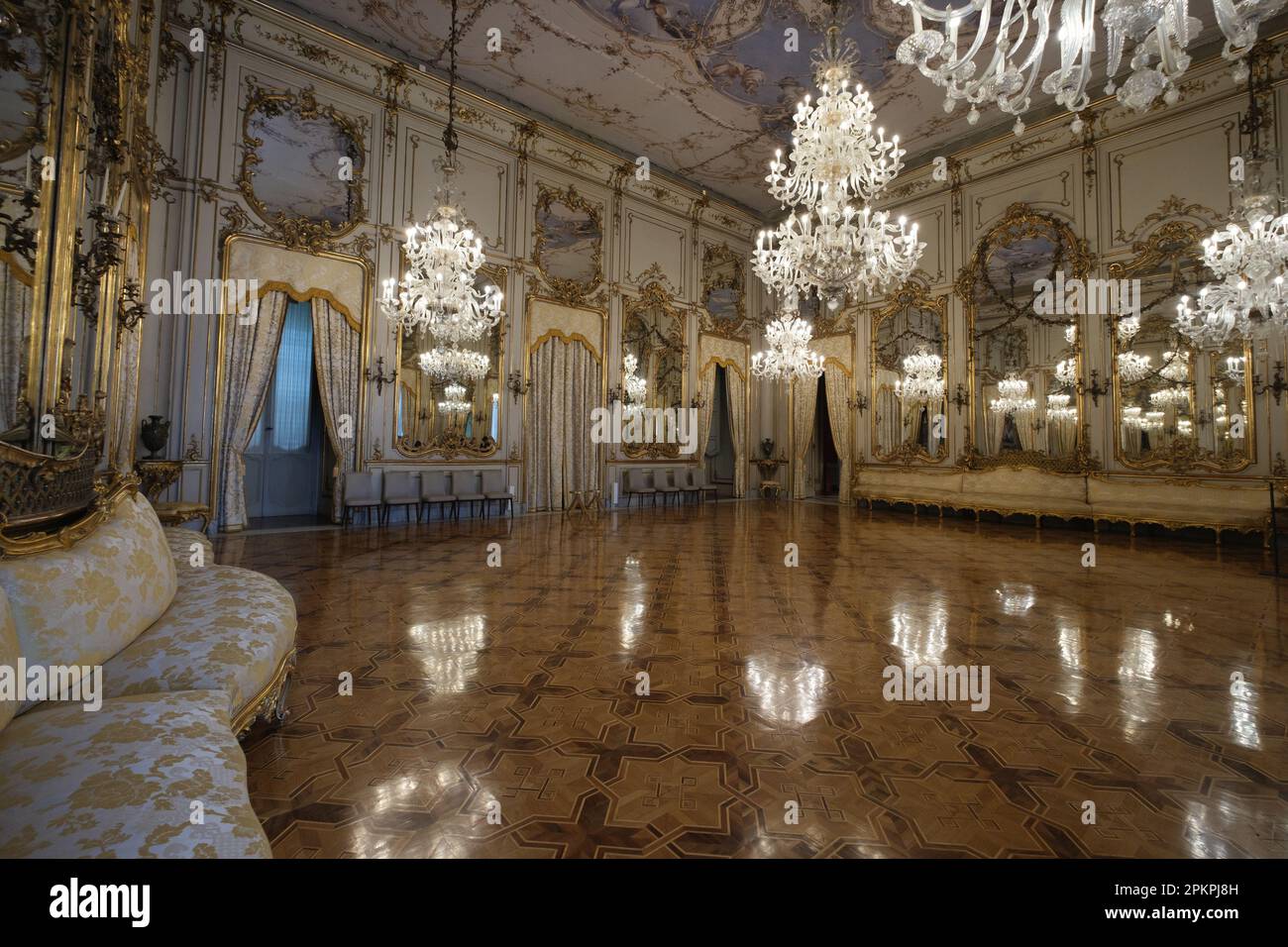 Rome, Italy. 07th Apr, 2023. A view of hall of mirrors at the Quirinal ...