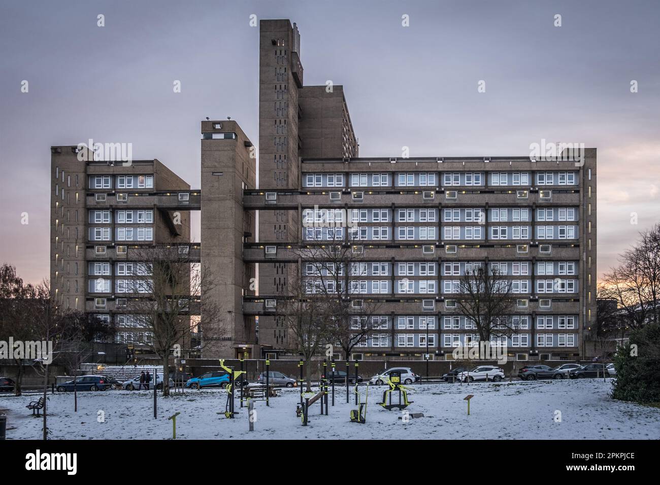 Carradale House (1967–70) adjacent to Balfron Tower, a modernist ...