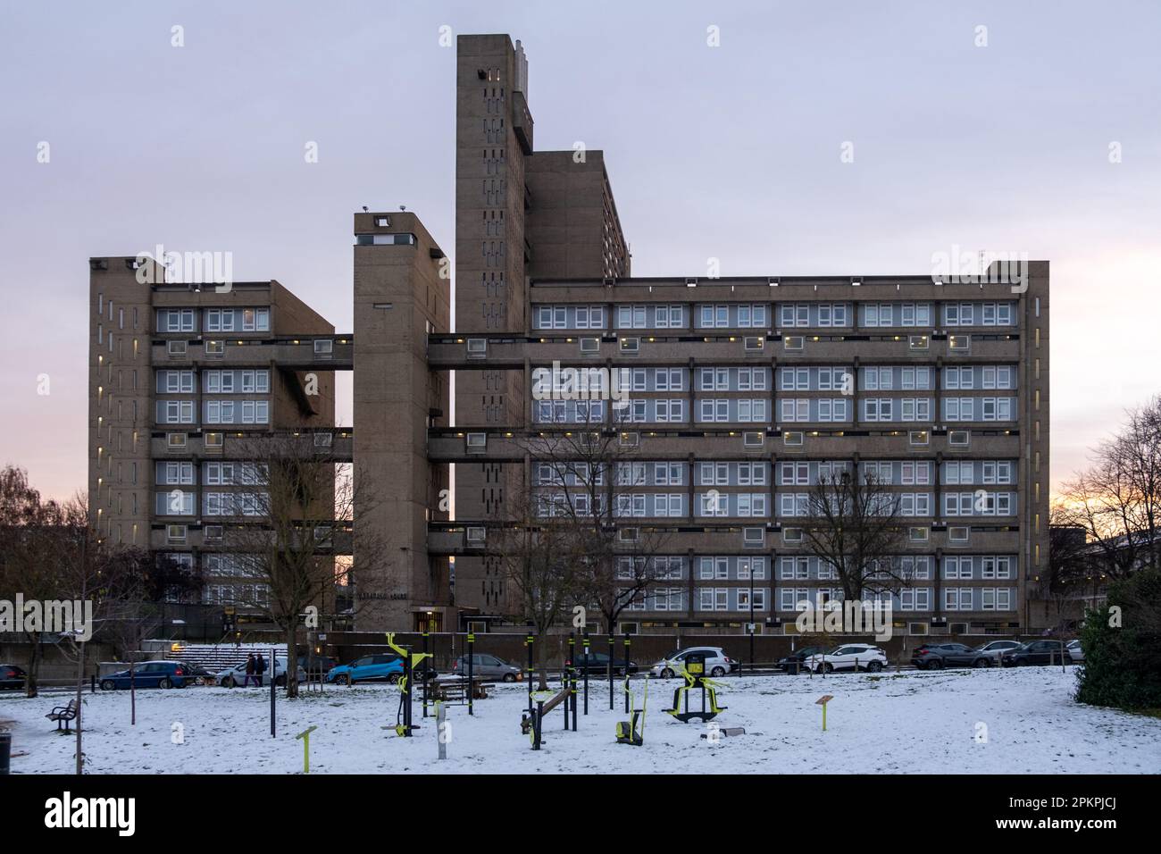 Carradale House (1967–70) adjacent to Balfron Tower, a modernist ...