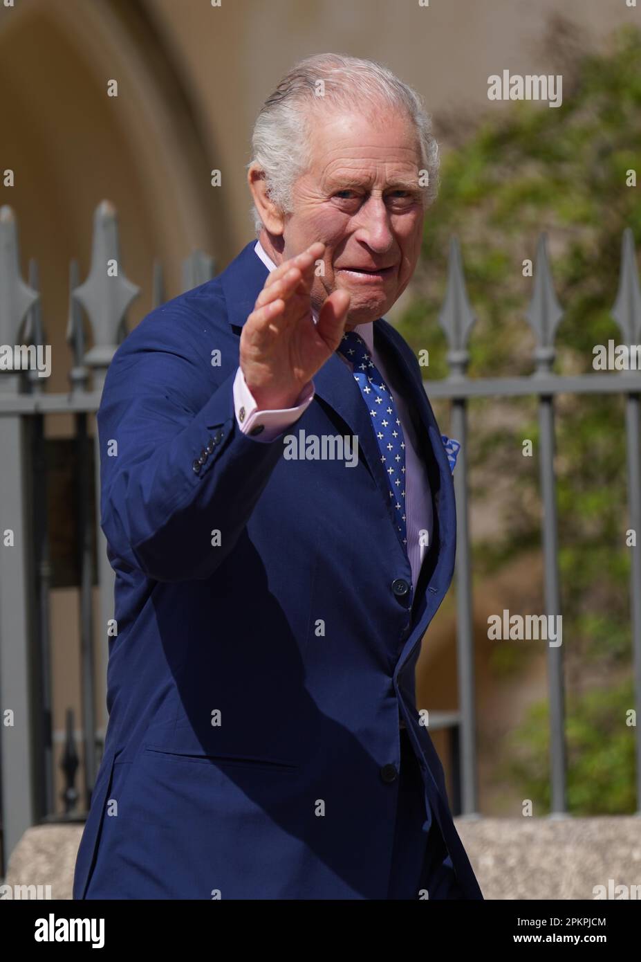 King Charles III leaves after attending the Easter Mattins Service at ...