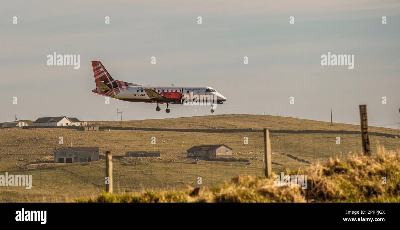 Loganair plane shetland hi-res stock photography and images - Alamy
