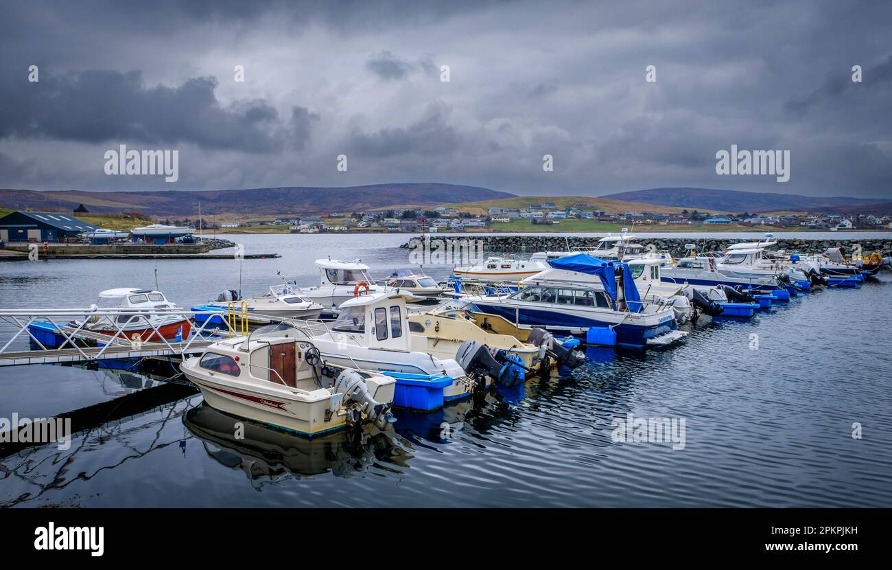 The tiny harbour at Brae, Shetland mainland, Scotland Stock Photo - Alamy