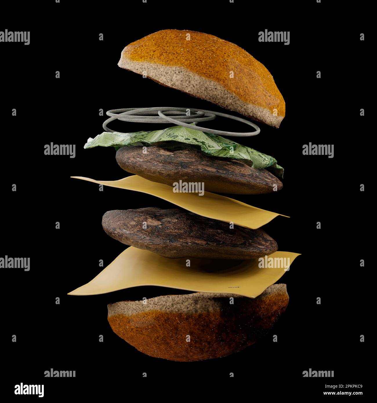 3d modeling. food, burger and neon lights Stock Photo - Alamy