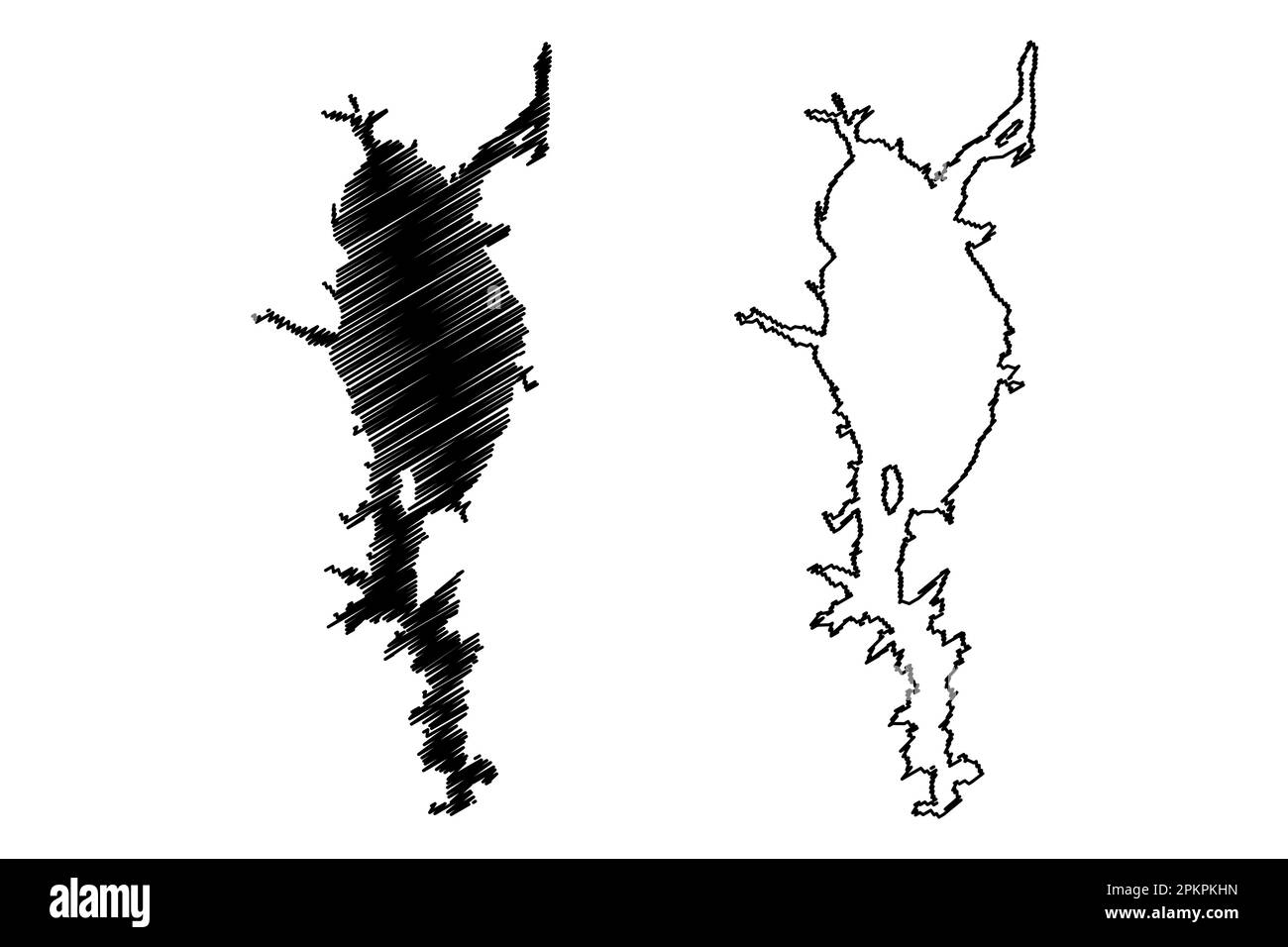 Lake Kainji reservoir (Africa, Federal Republic of Nigeria) map vector ...