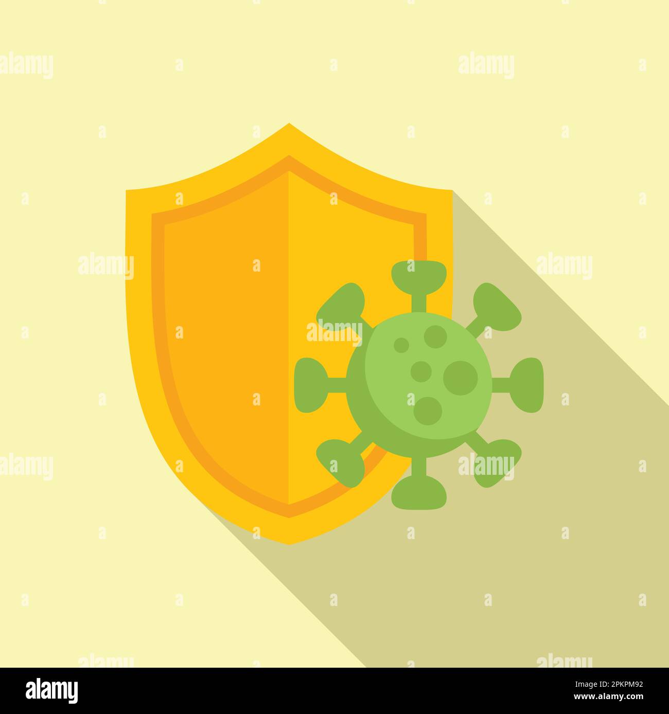 Virus shield protection icon flat vector. Stop immune. Infection person ...