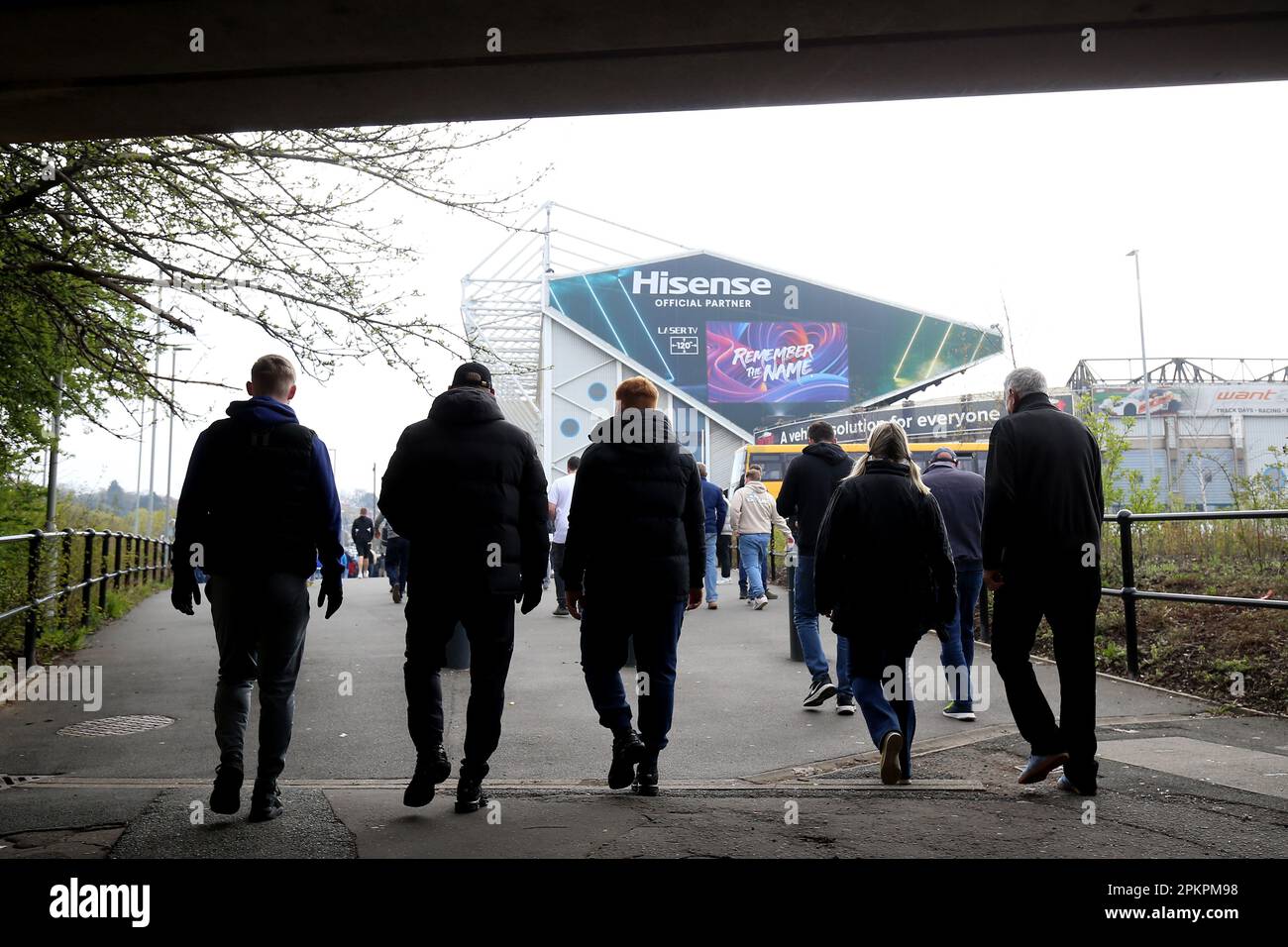 Fans arrive at the ground ahead of the Premier League match at Ellend ...