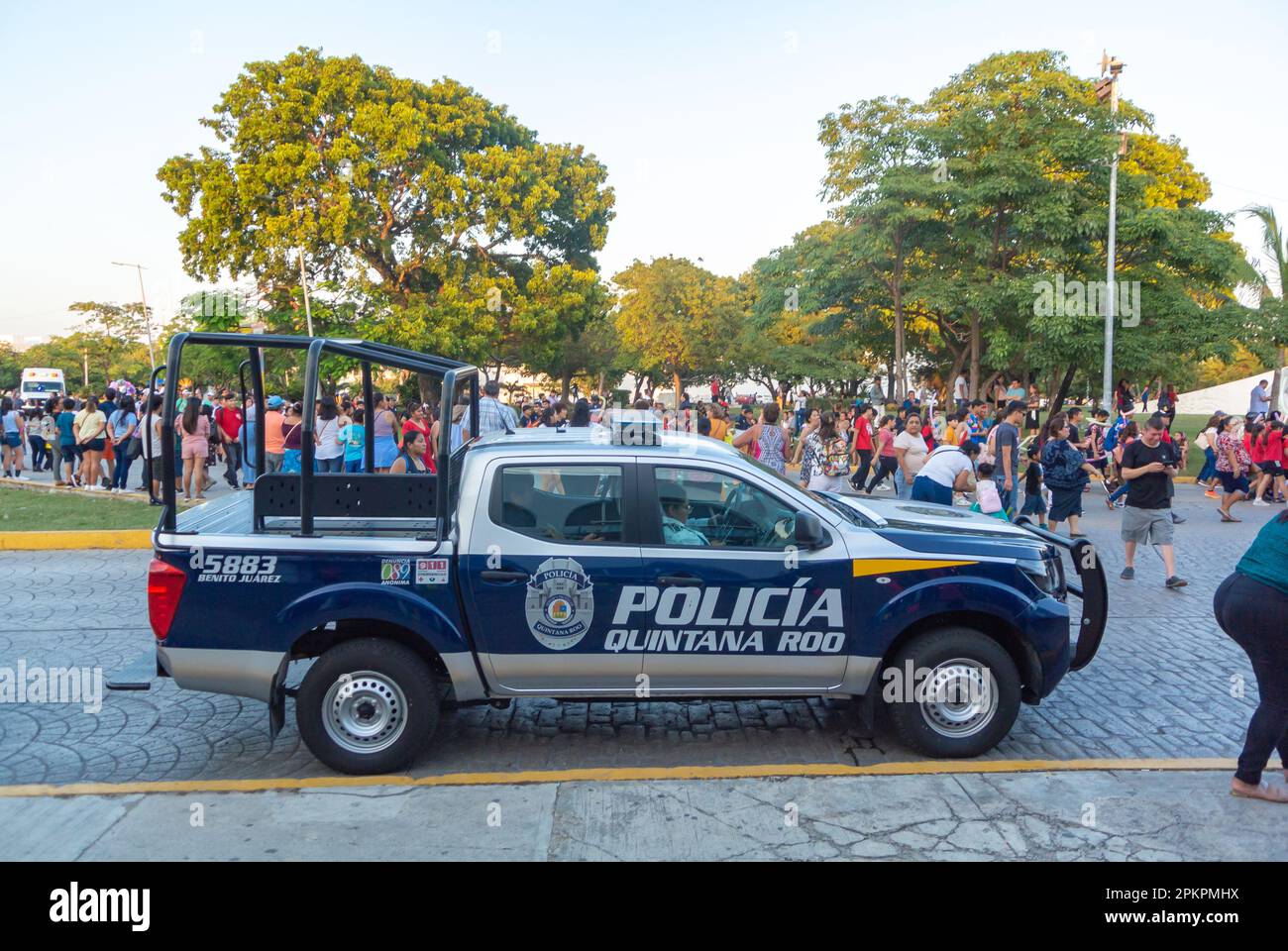 Cancun, Quintana Roo, Mexico, A police car at th e Cancun carnival 2023 ...