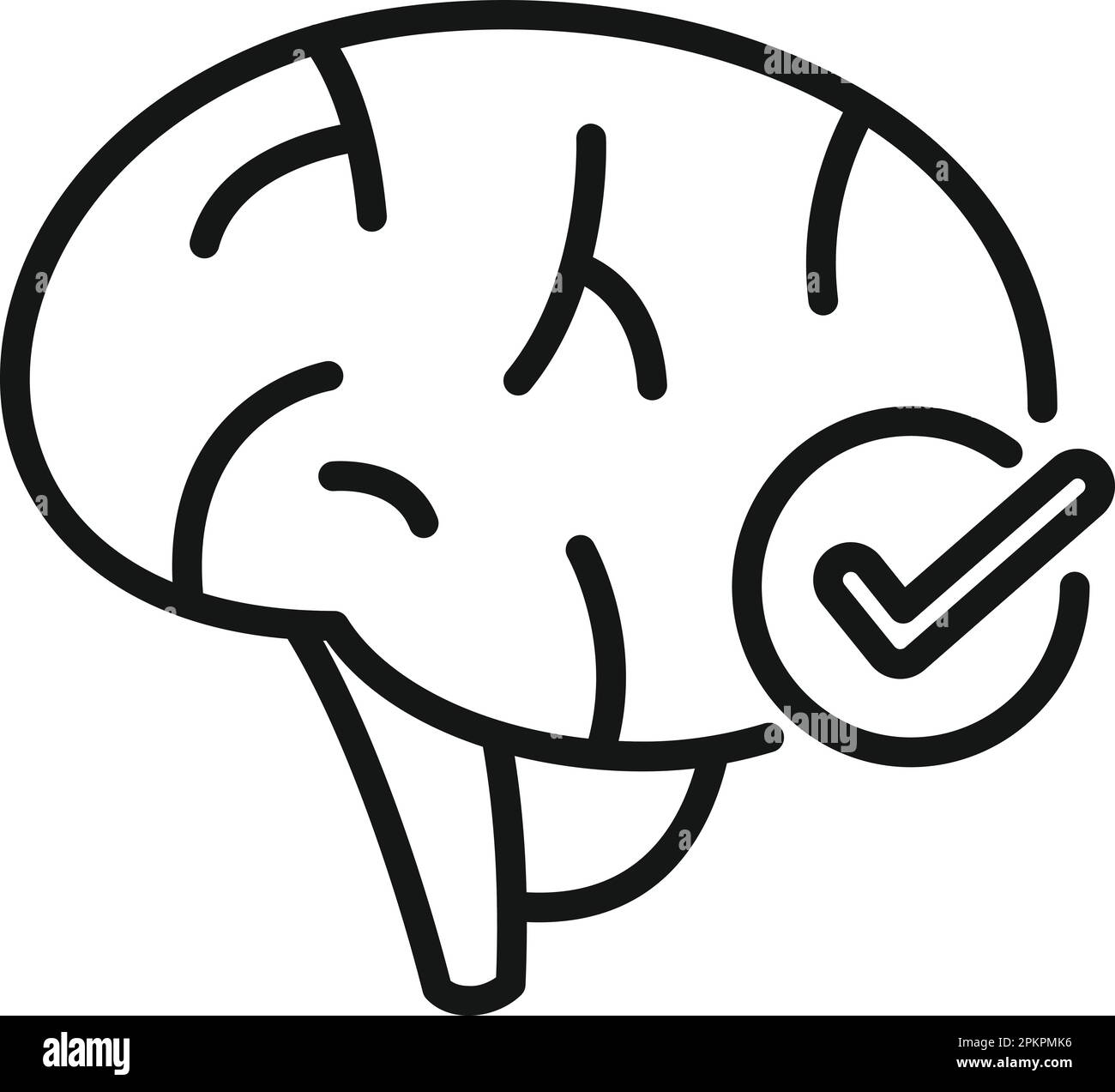 Healthy Brain Icon Outline Vector Shield System Human Body Stock