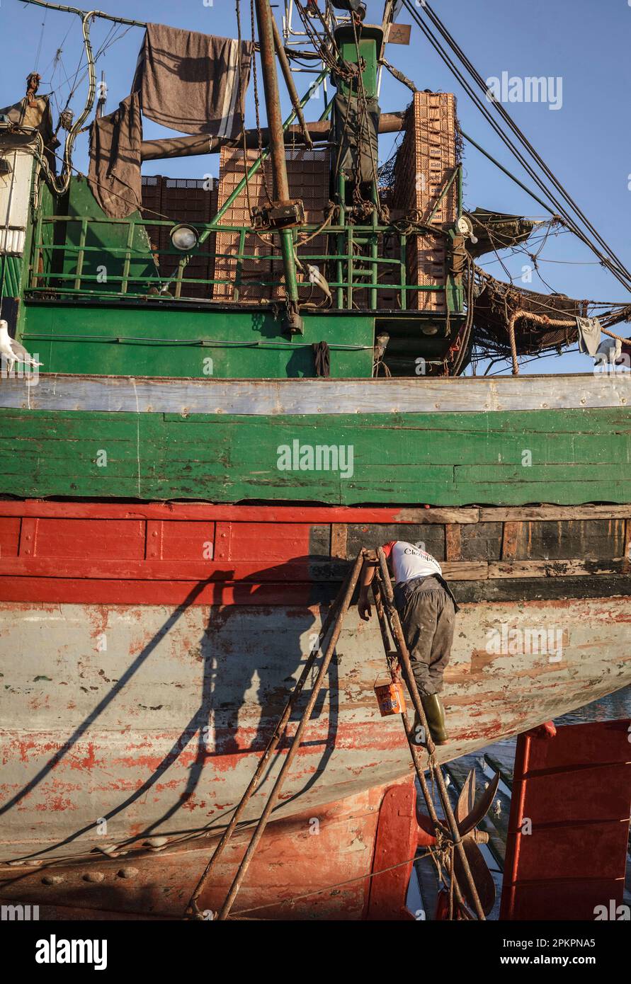 The ship repair yard in the harbour of Essaouira Stock Photo - Alamy