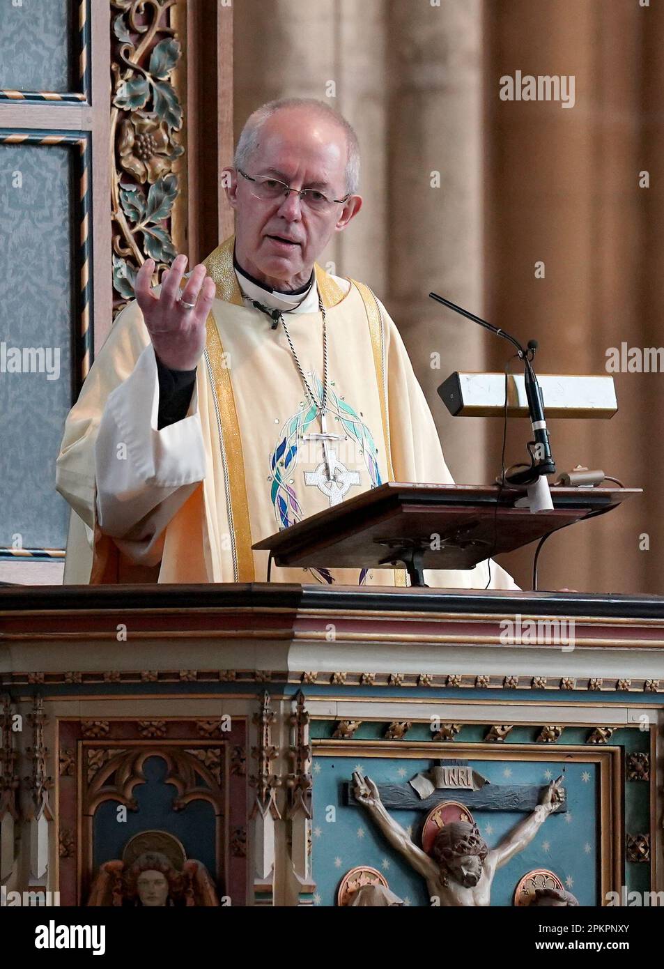 The Archbishop of Canterbury Justin Welby delivers his sermon as he ...