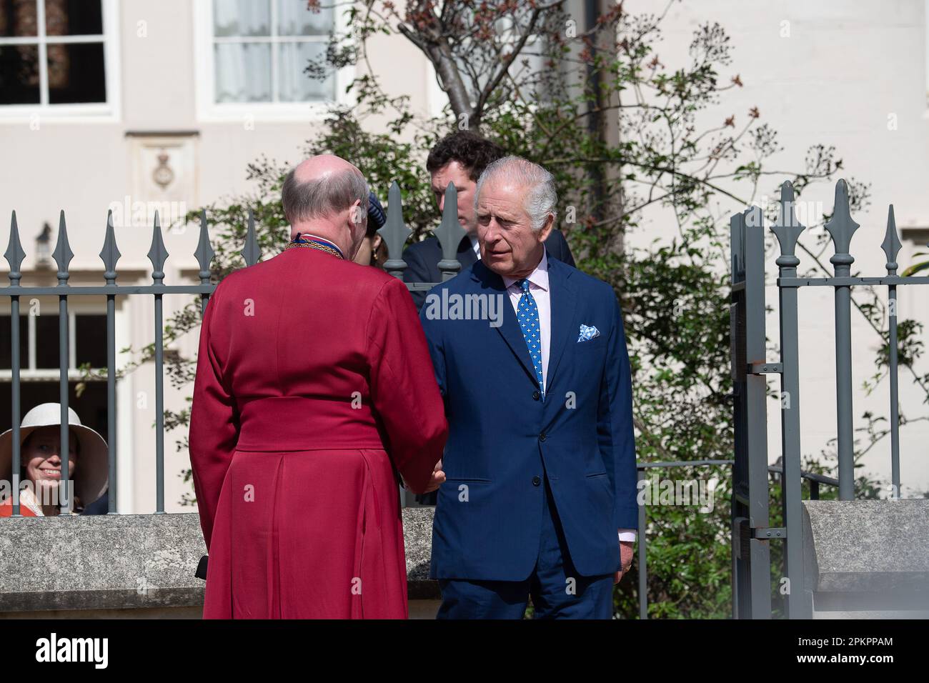 Windsor, Berkshire, UK. 9th April, 2023. King Charles talks to David ...