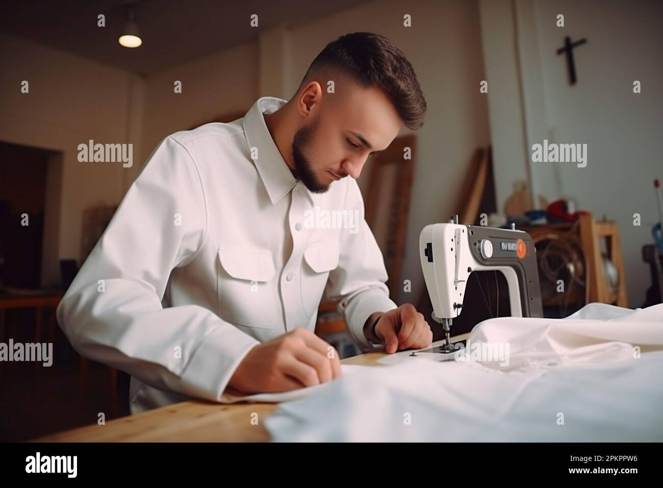 Man with sewing machine hi-res stock photography and images - Alamy
