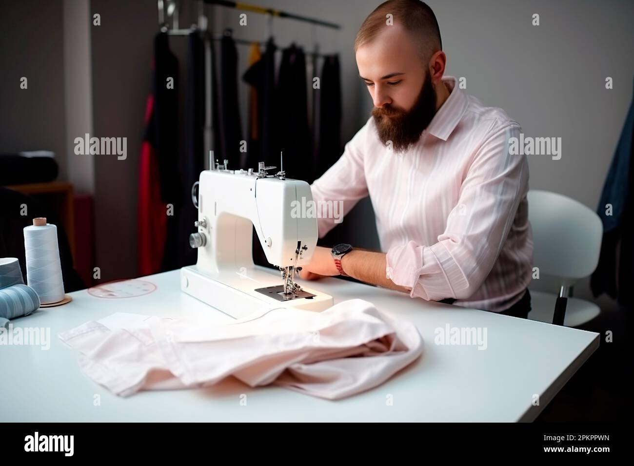 Man with sewing machine hi-res stock photography and images - Alamy