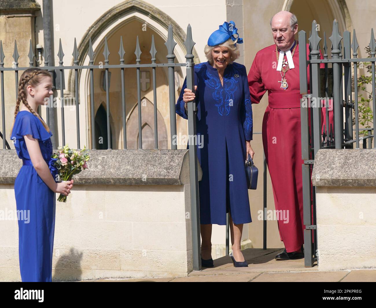 The Queen Consort leaves after attending the Easter Mattins Service at ...