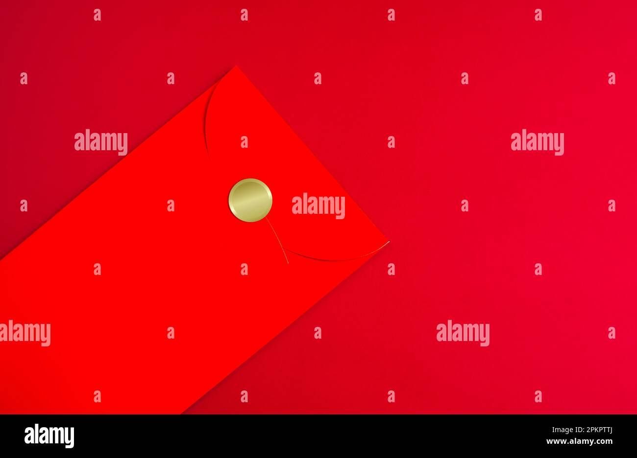 Gold coin sticker on a red envelope, vertical style, isolated on red ...