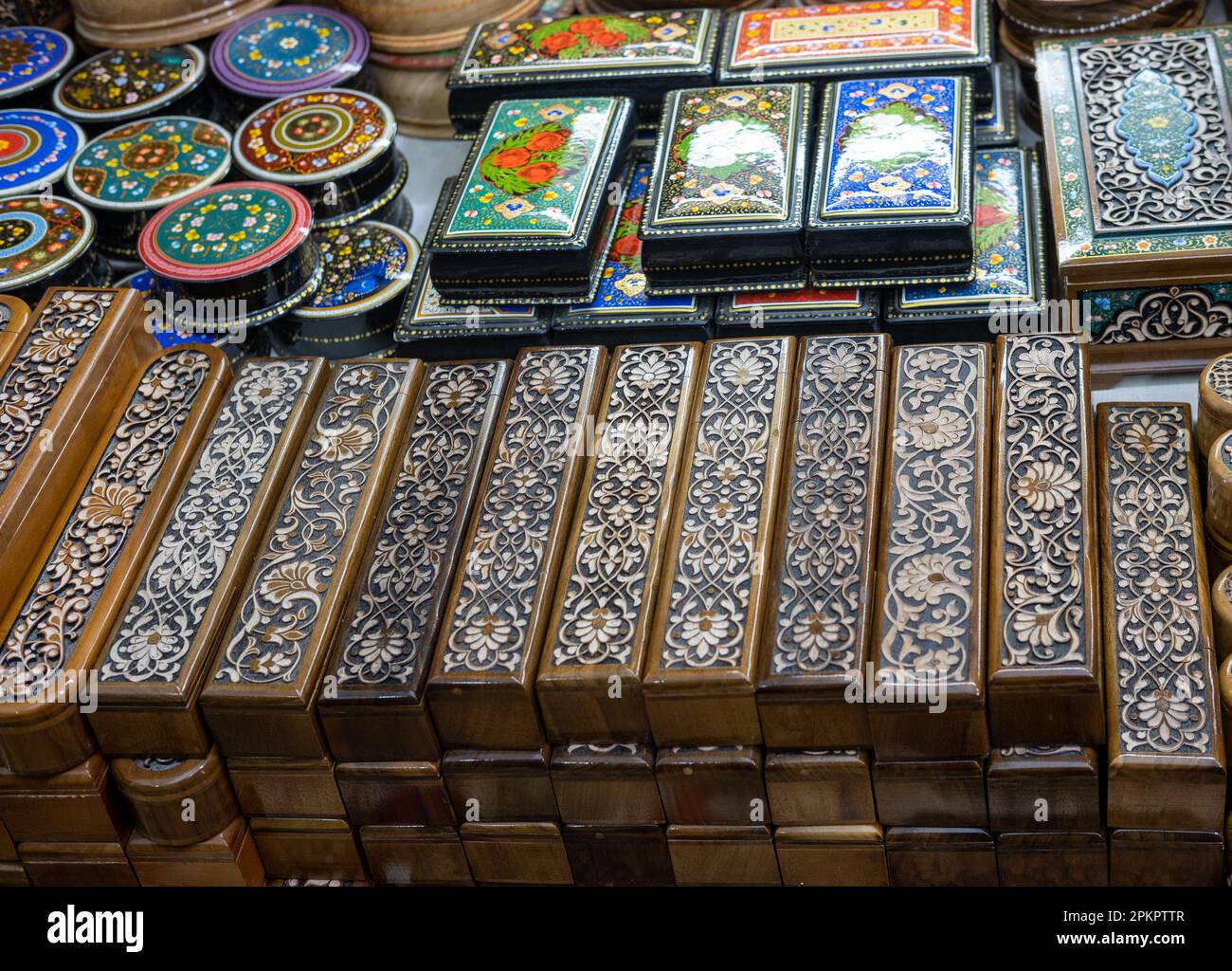 gift shop with many wooden handcrafted box, hand made objects as ...