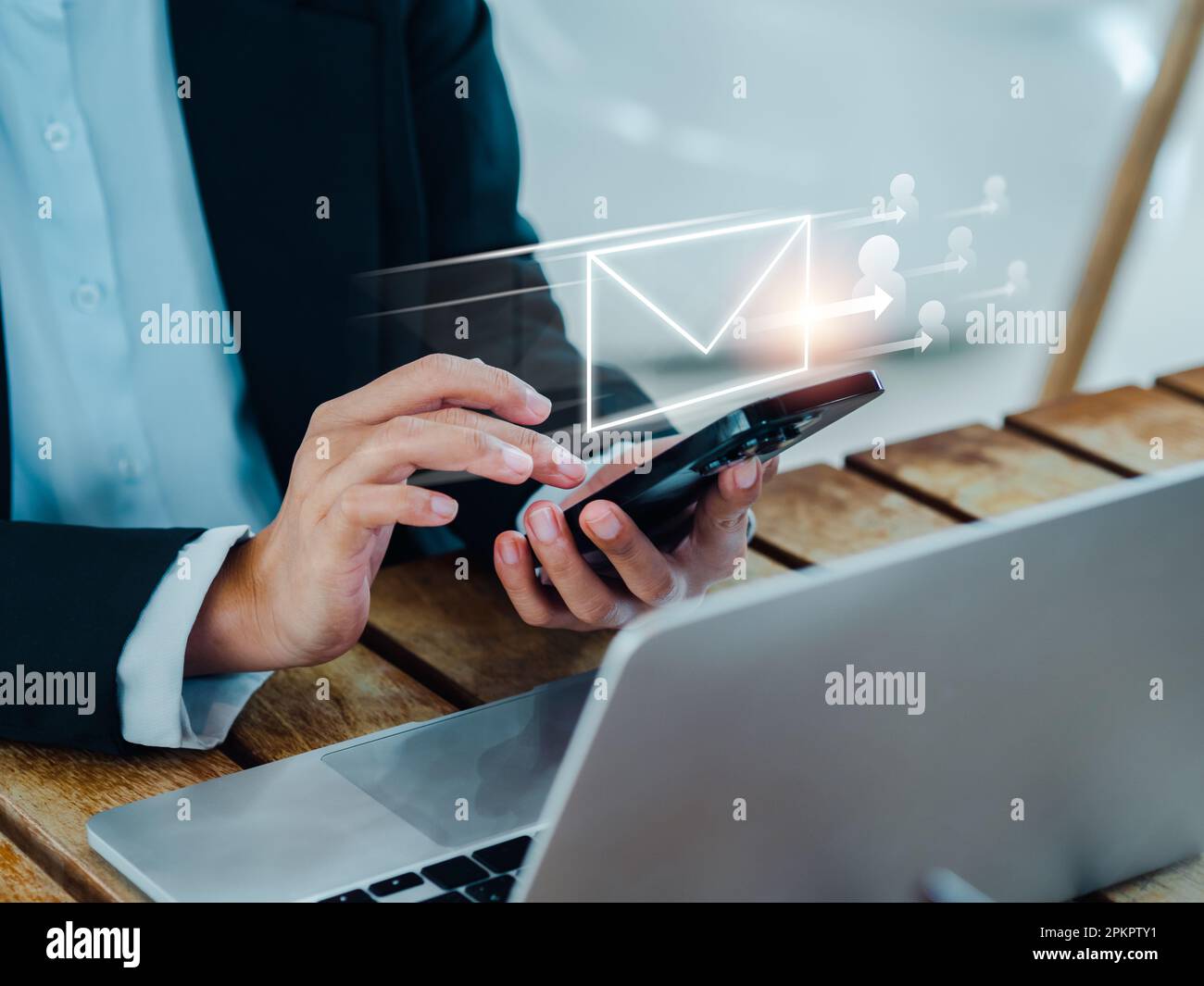 Sending Email, send message and business teamwork concepts. Fast moving ...