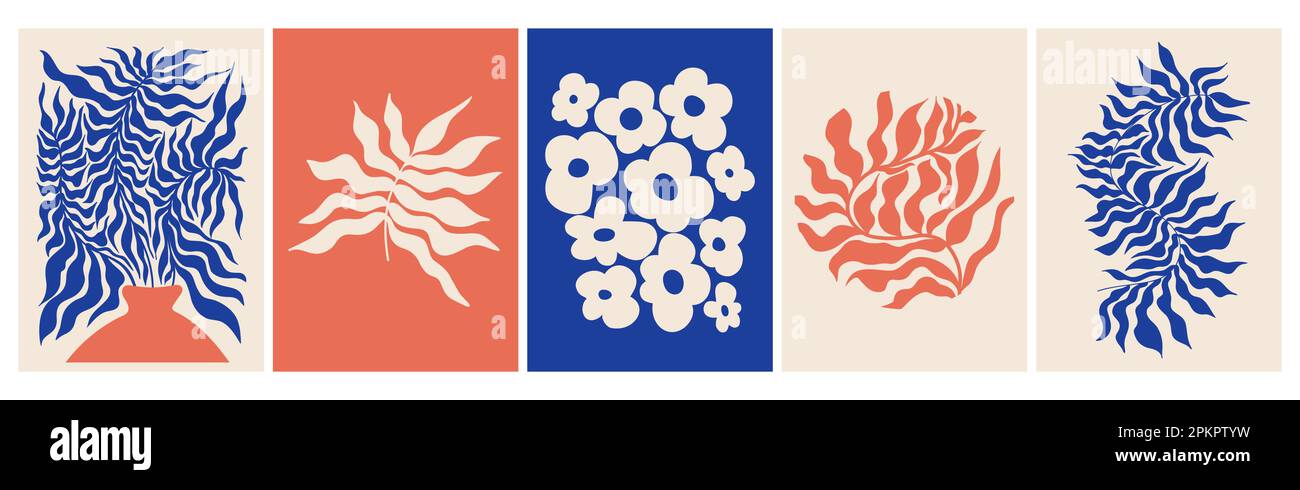 Matisse Abstract Art. Collection posters aesthetic modern, minimalist art. Vector vertical ...