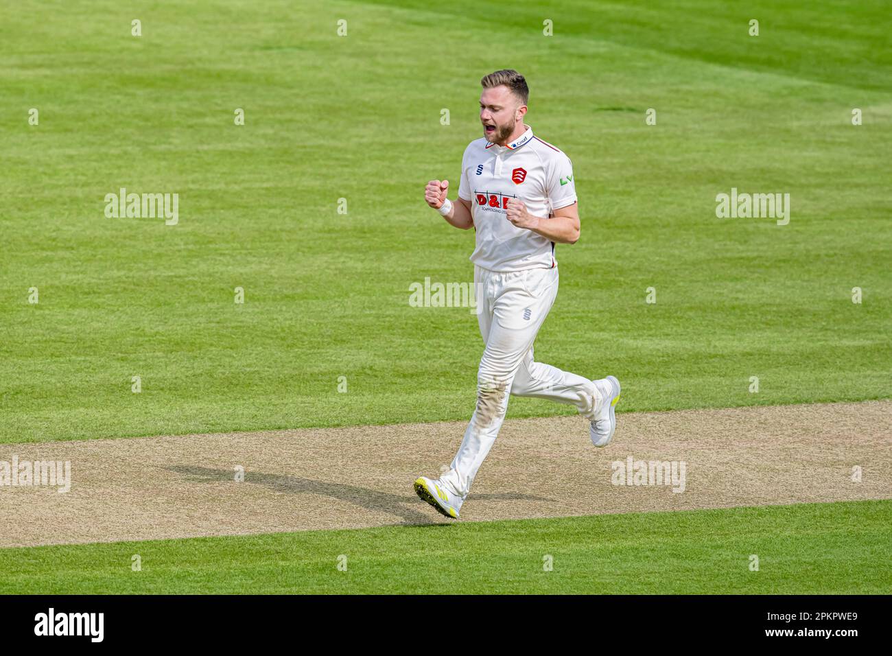 LONDON, UNITED KINGDOM. 09 April, 2023. Sam Cook of Essex celebrates ...