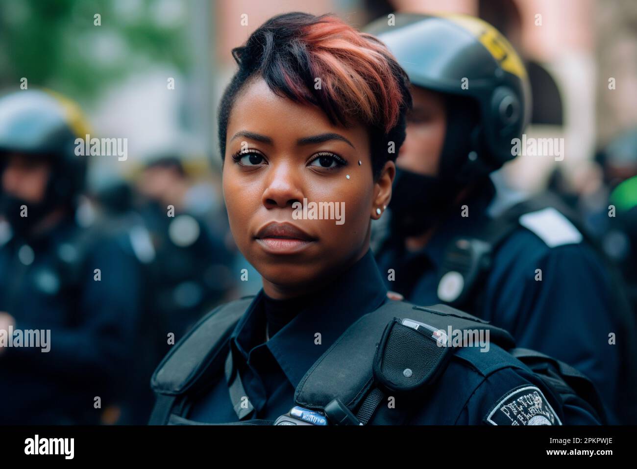 African-American policewoman in uniform Stock Photo - Alamy