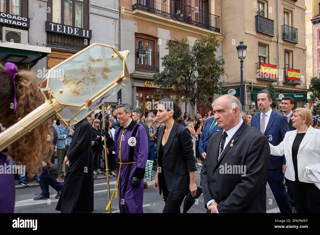 The president of Vox in Madrid, Rocio Monasterio, attends a tamborrada ...