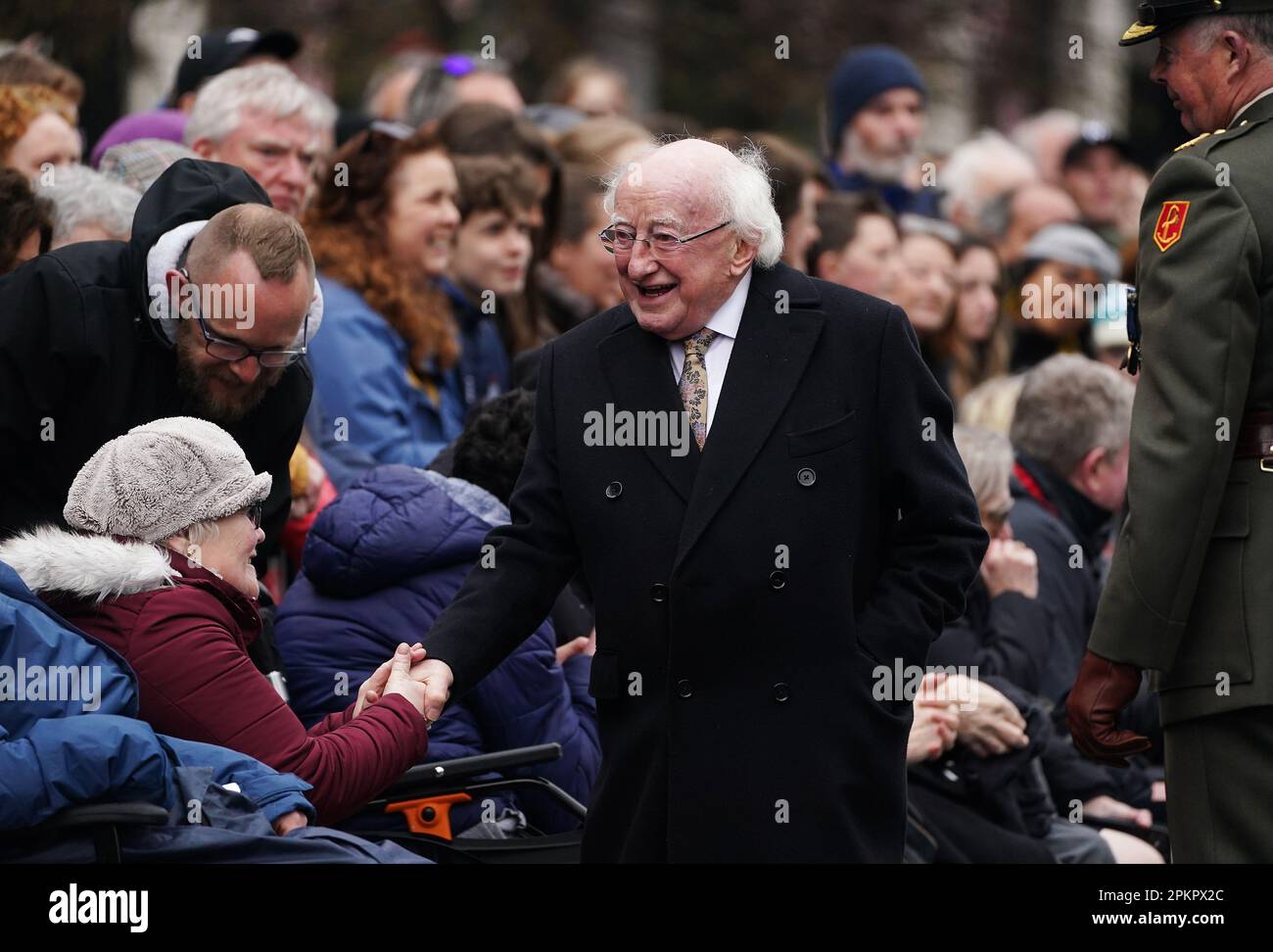 President of Ireland Michael D Higgins greets members of the public ...