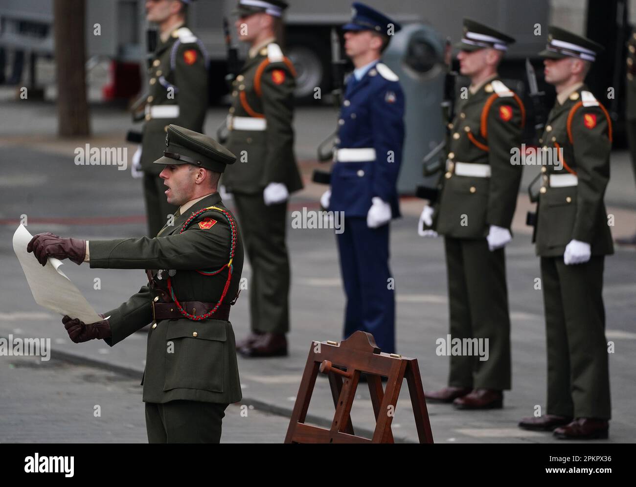 Capt Austin Doyle reads the Proclamation of Independence during a ...