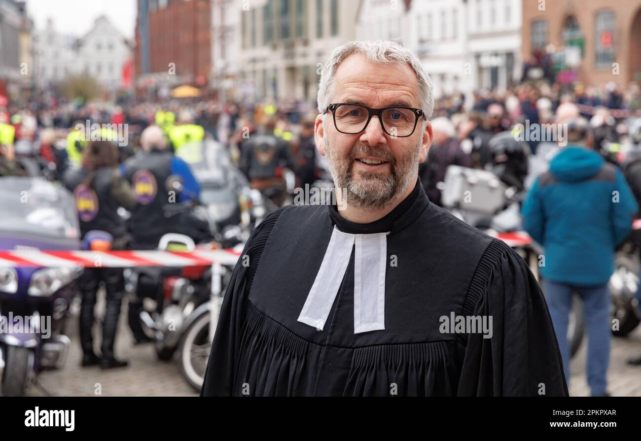 Husum, Germany. 09th Apr, 2023. Husum's St. Marien pastor Friedemann ...