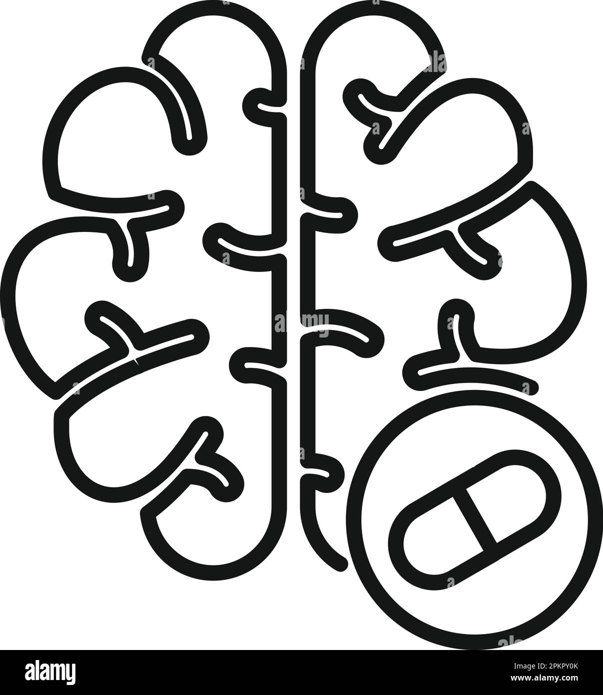Brain antidepressant icon outline vector. Drug treatment. Person health ...