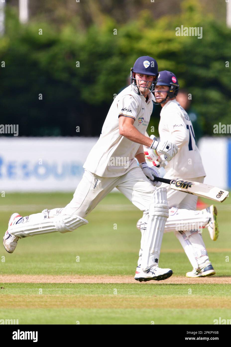 Pictured zak chappell and leus du plooy derbyshire ccc run hi-res stock ...