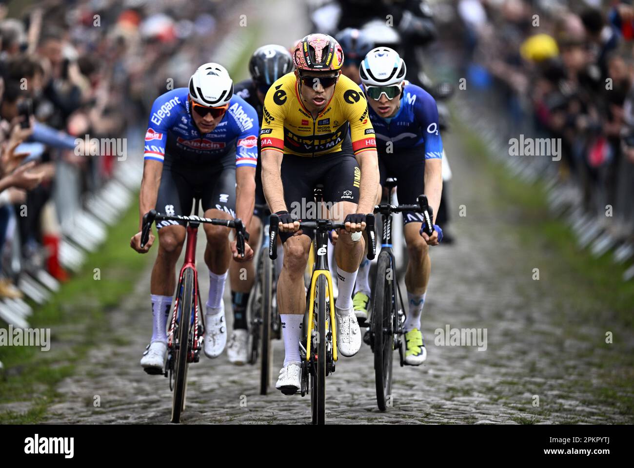 Dutch Mathieu van der Poel of Alpecin-Deceuninck, Belgian Wout van Aert ...