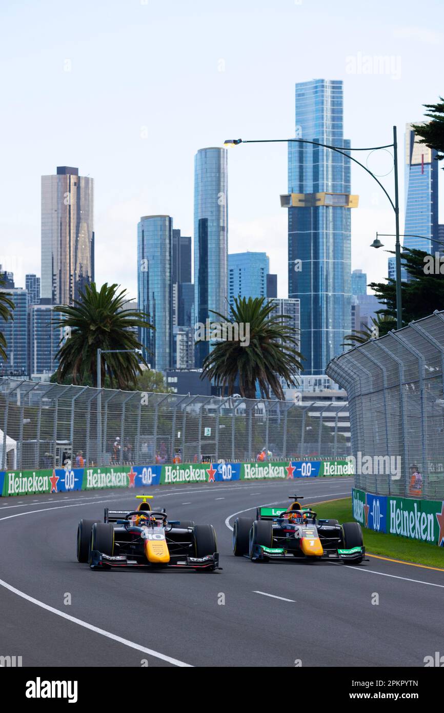 Isack Hadjar of France driving the Hitech Pulse-Eight (10) and Dennis ...