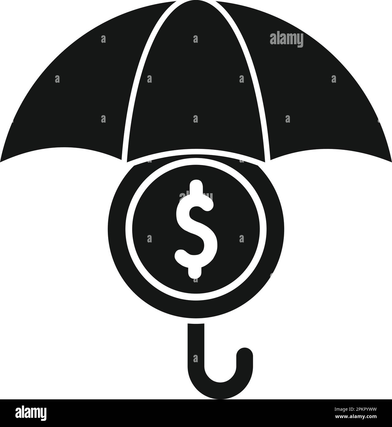 Secured money umbrella icon simple vector. Bank finance. Business coin ...