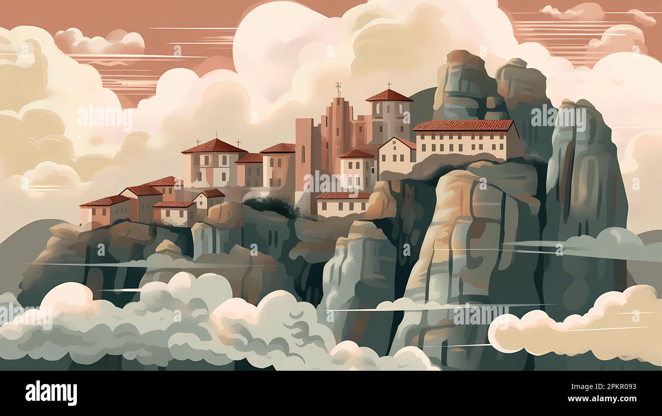 Meteora artwork hi-res stock photography and images - Alamy