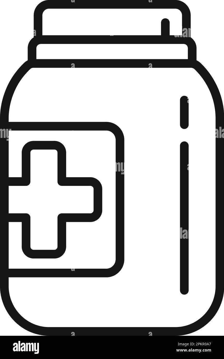 Pill bottle icon outline vector. Health treatment. Person cure Stock ...