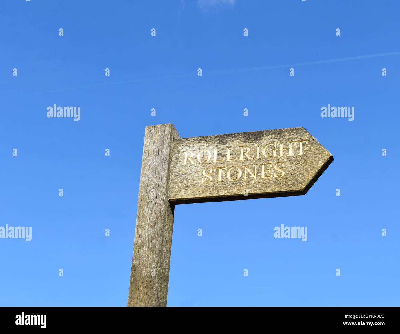 Sign: "Rollright Stones" with copy space Stock Photo - Alamy