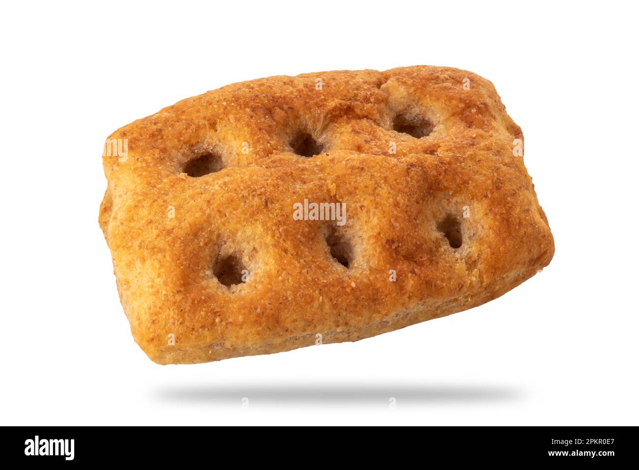Whole wheat focaccia, flat loaf bread isolated on white with clipping ...