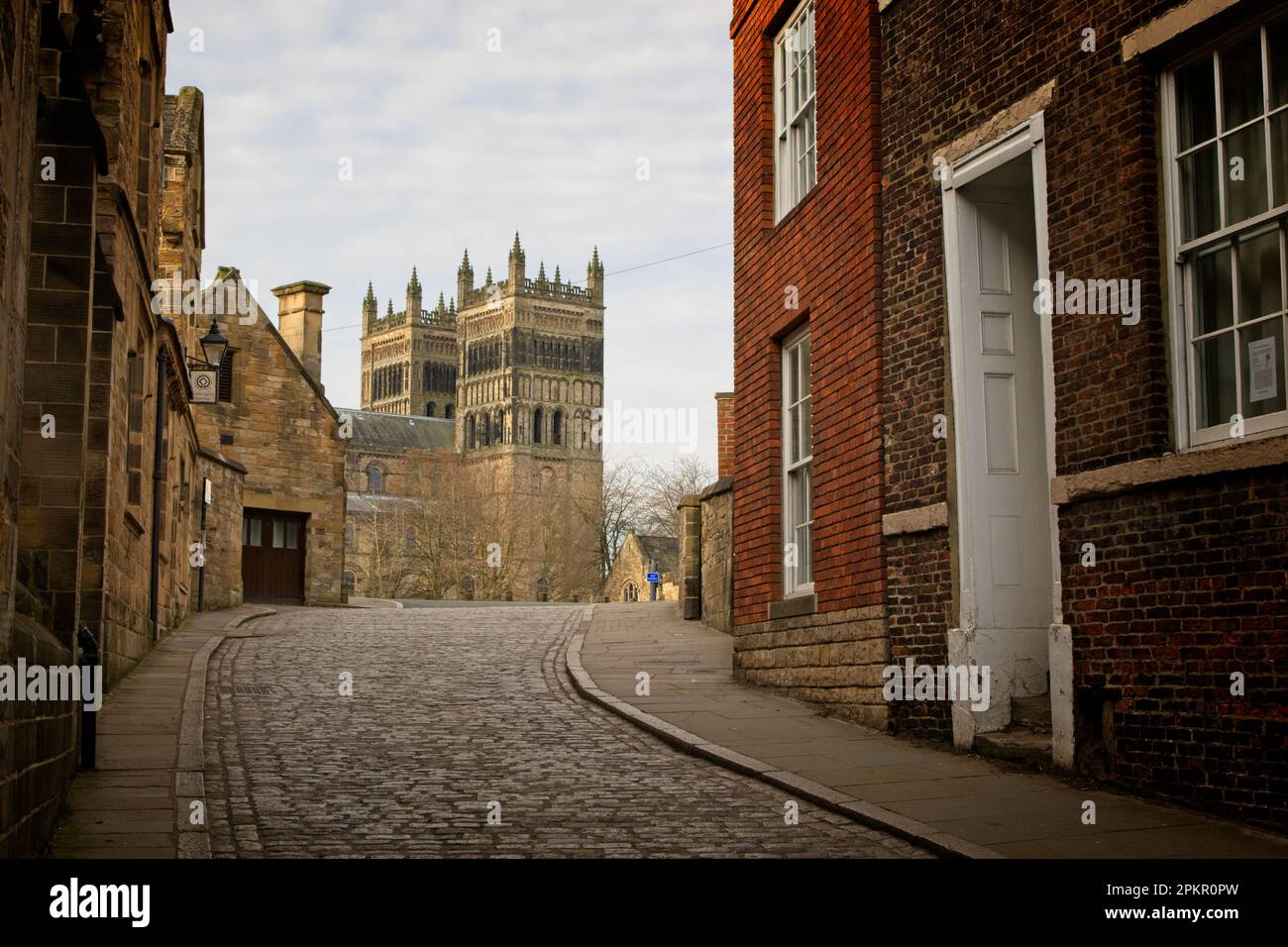 Durham Cathedral captured from the cobbled street of Owengate in ...